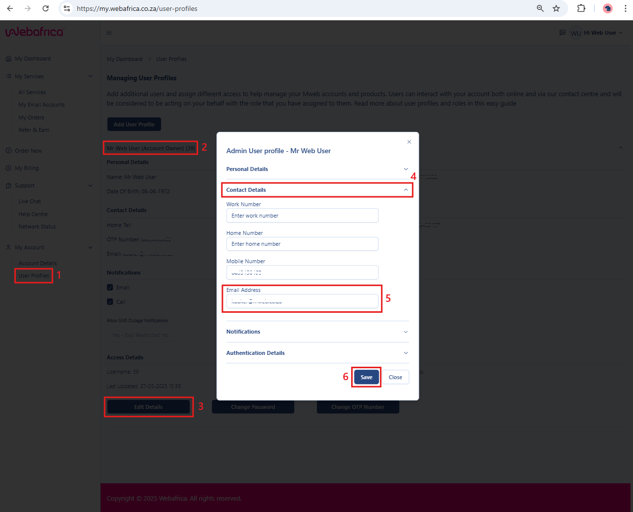 How to Update Your Contact Email Address – Webafrica Knowledgebase