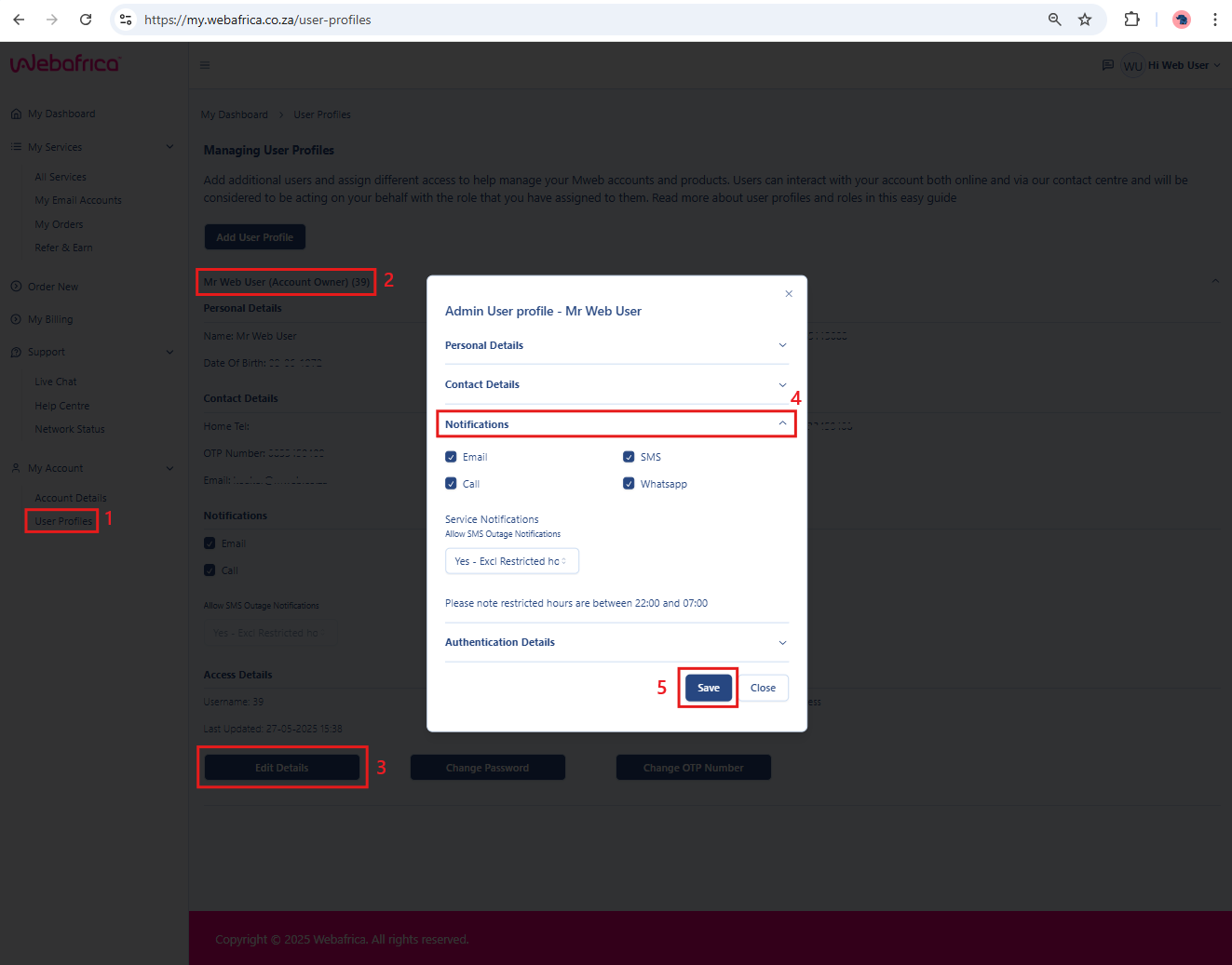 Account Notifications – Webafrica Knowledgebase